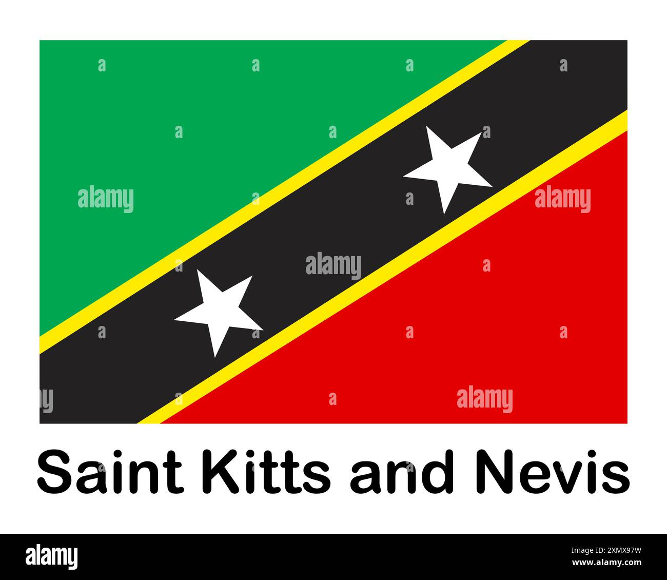 Saint Kitts and Nevis national flag. Banner, state symbol, flagpole ...