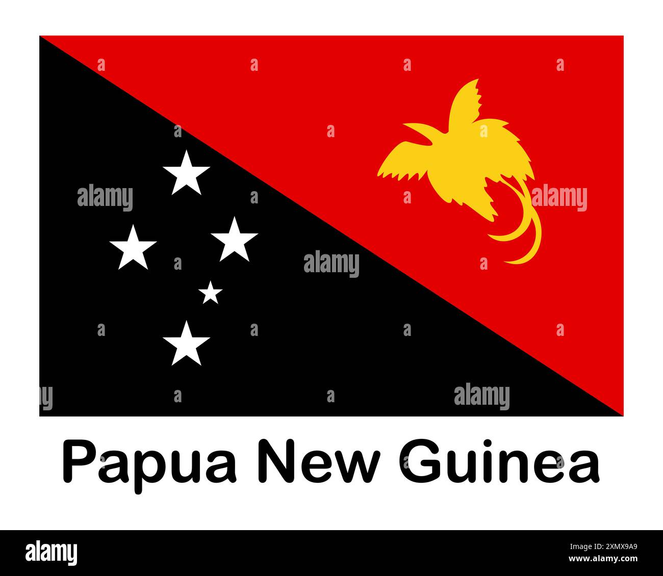 Papua New Guinea national flag. Banner, state symbol, flagpole Stock ...