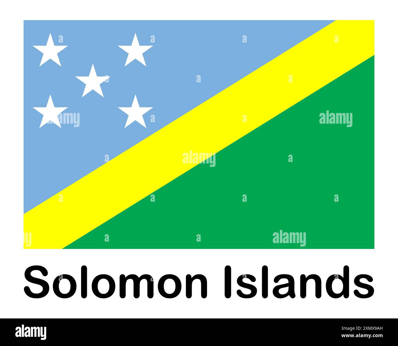 Solomon Islands national flag. Banner, state symbol flagpole Stock ...