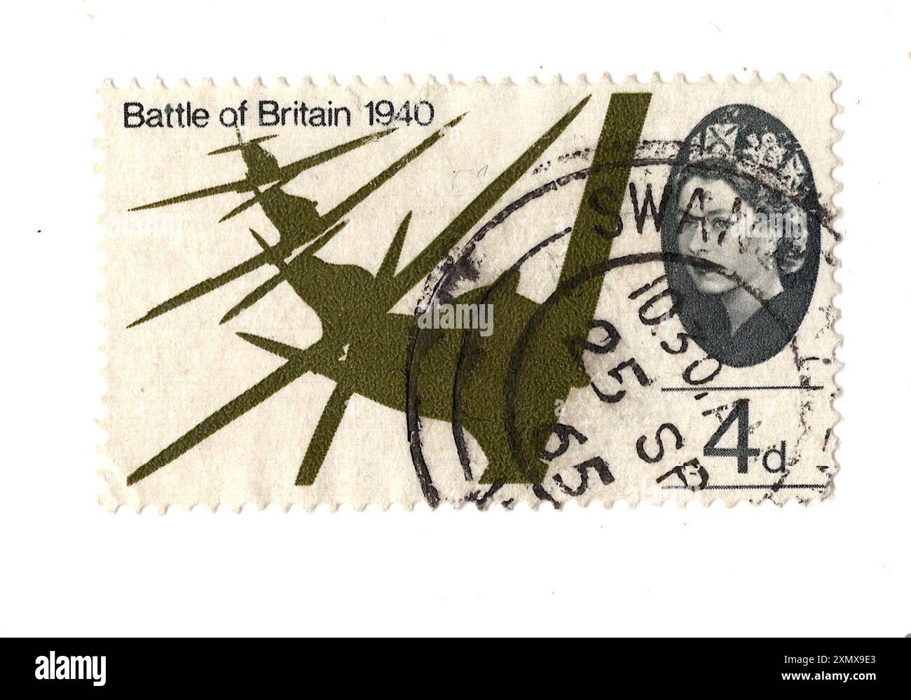 A vintage Queen Elizabeth II postage stamp featuring the Battle of ...