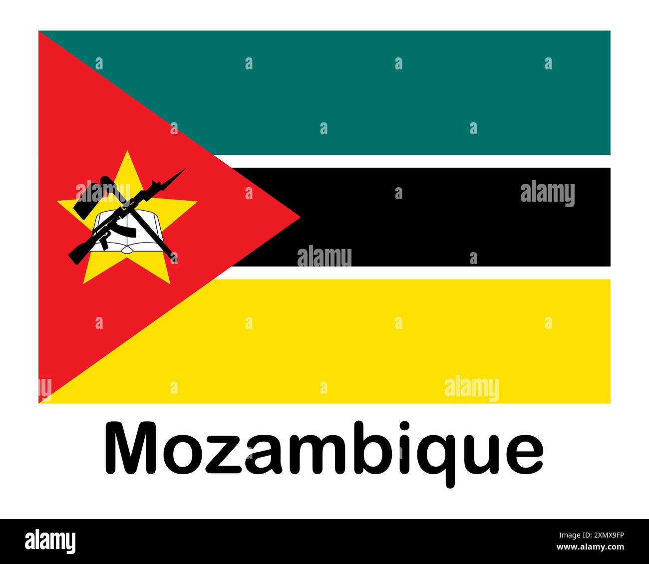Mozambique national flag. Banner, state symbol flagpole Stock Vector ...