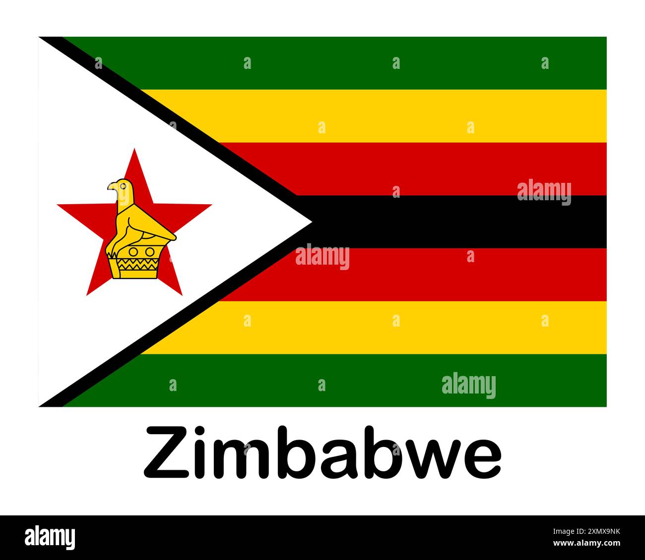 Zimbabwe national flag. Banner, state symbol flagpole Stock Vector ...