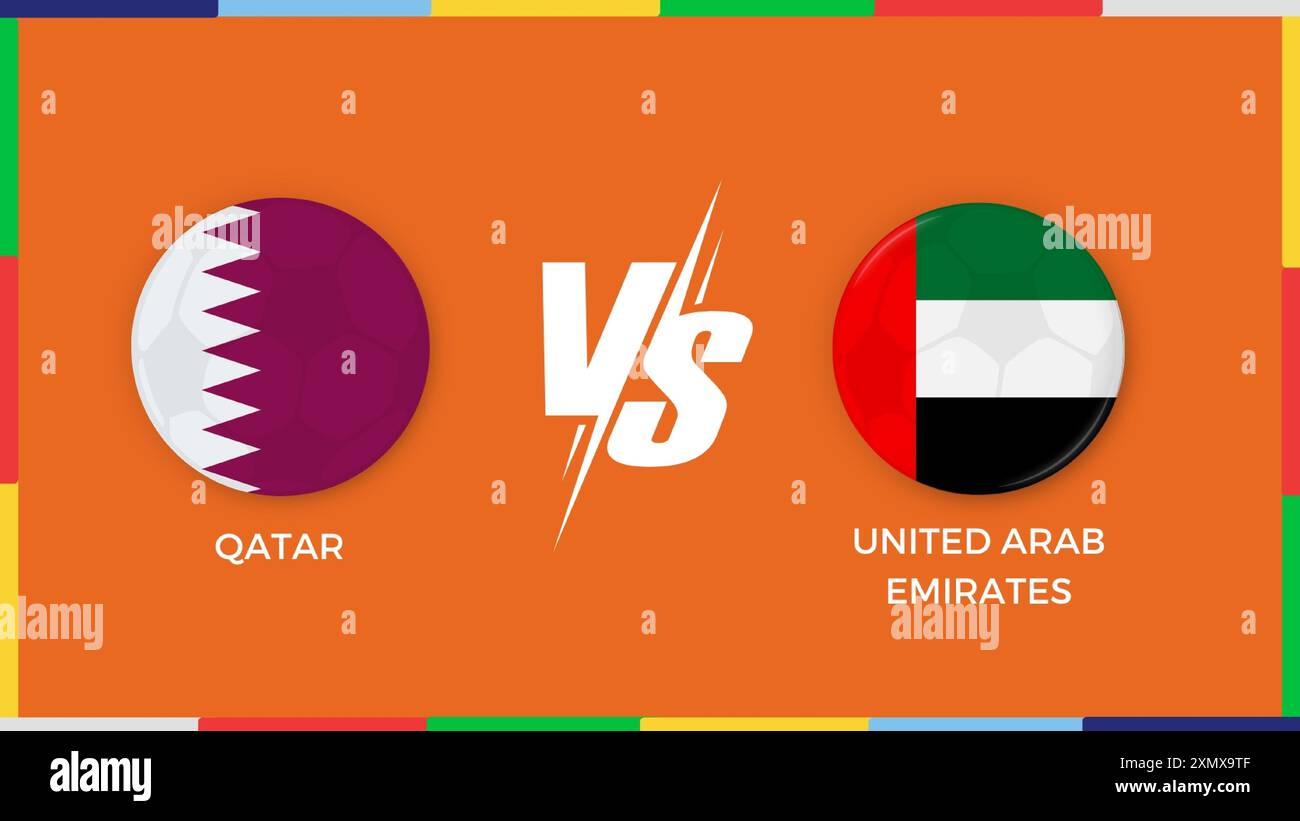 Qatar vs uae flag in circle for sports banner. vector illustrator Stock ...