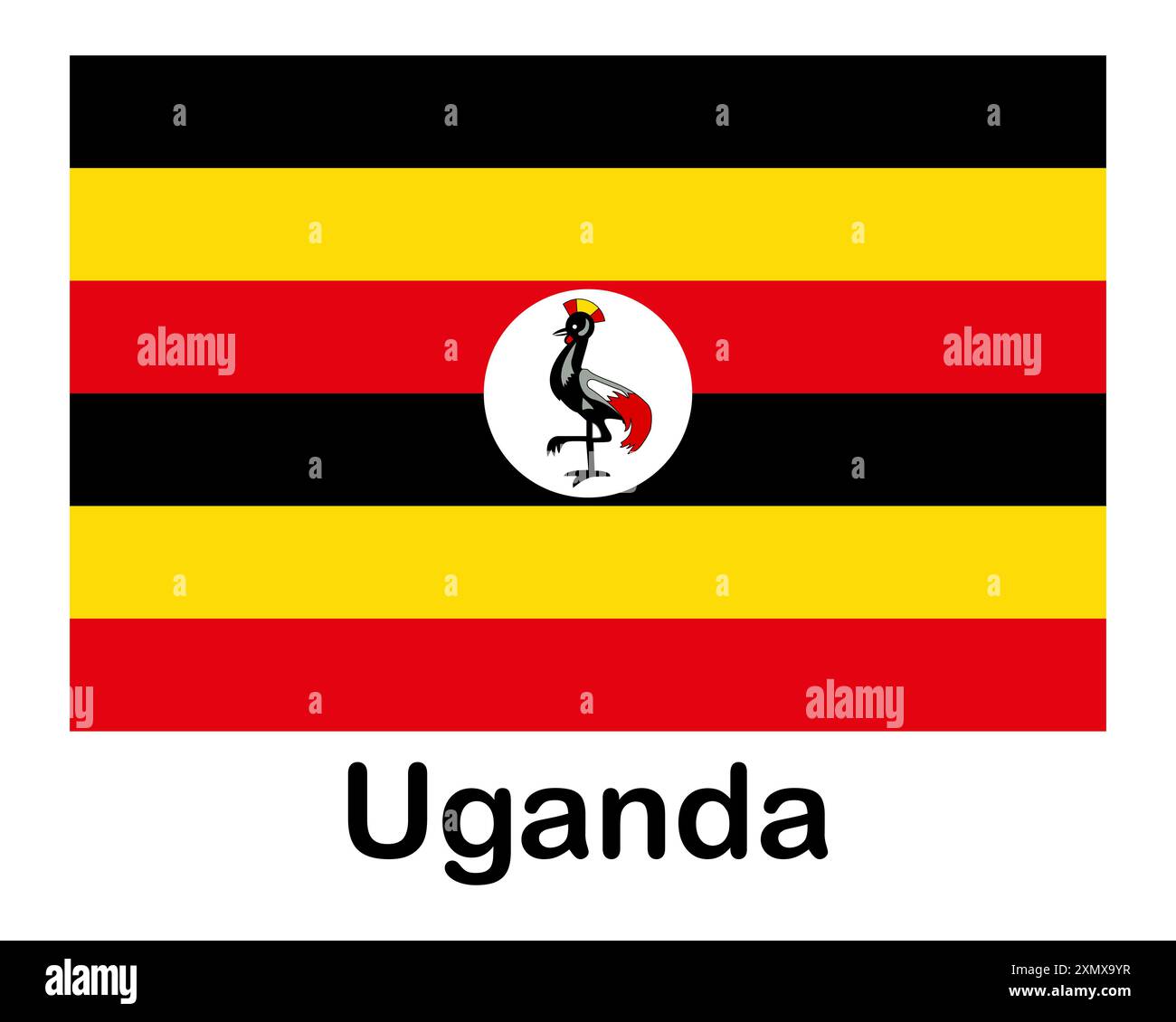 Uganda national flag. Banner, state symbol flagpole Stock Vector Image ...