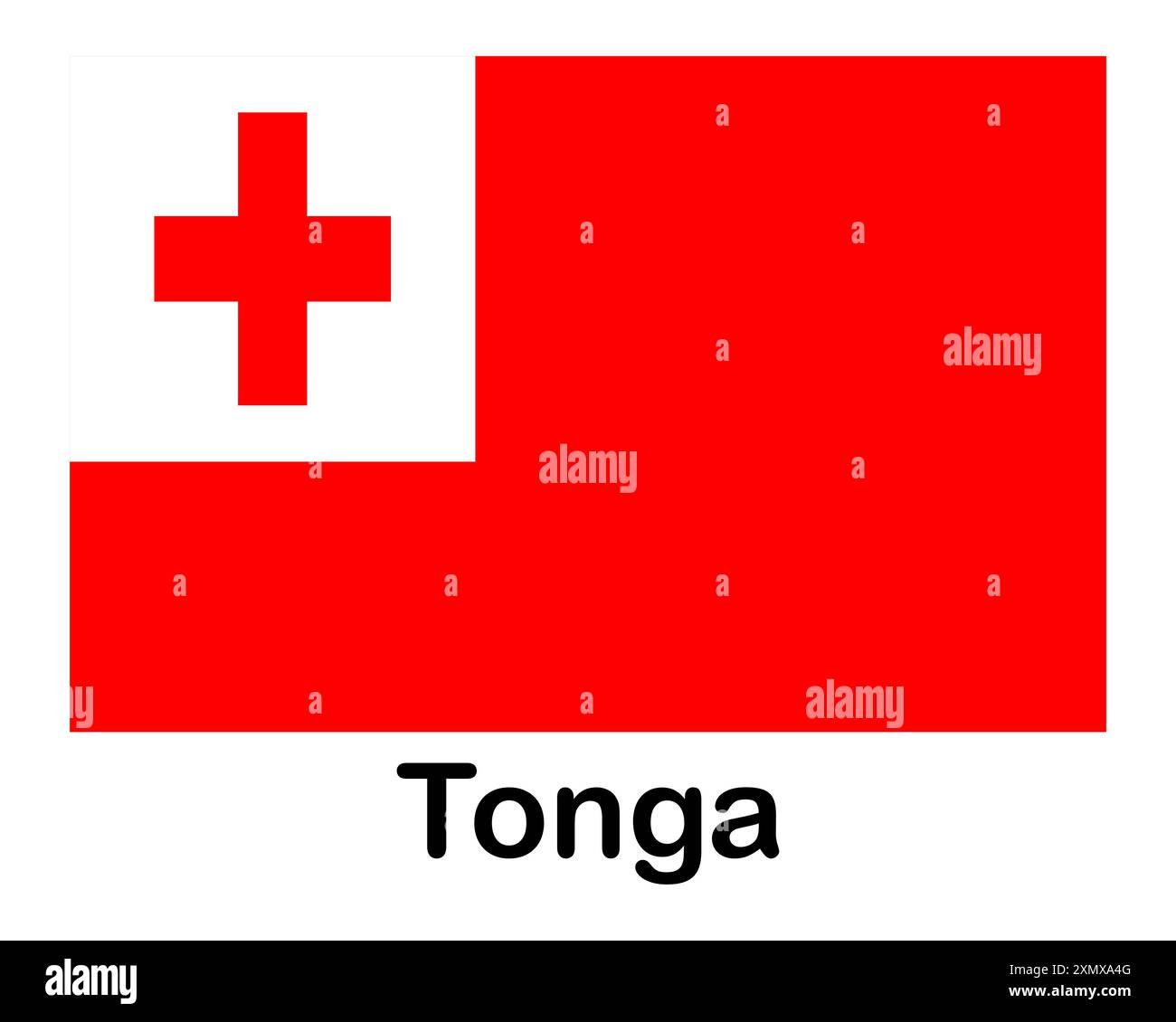Tonga national flag. Banner, state symbol flagpole Stock Vector Image ...