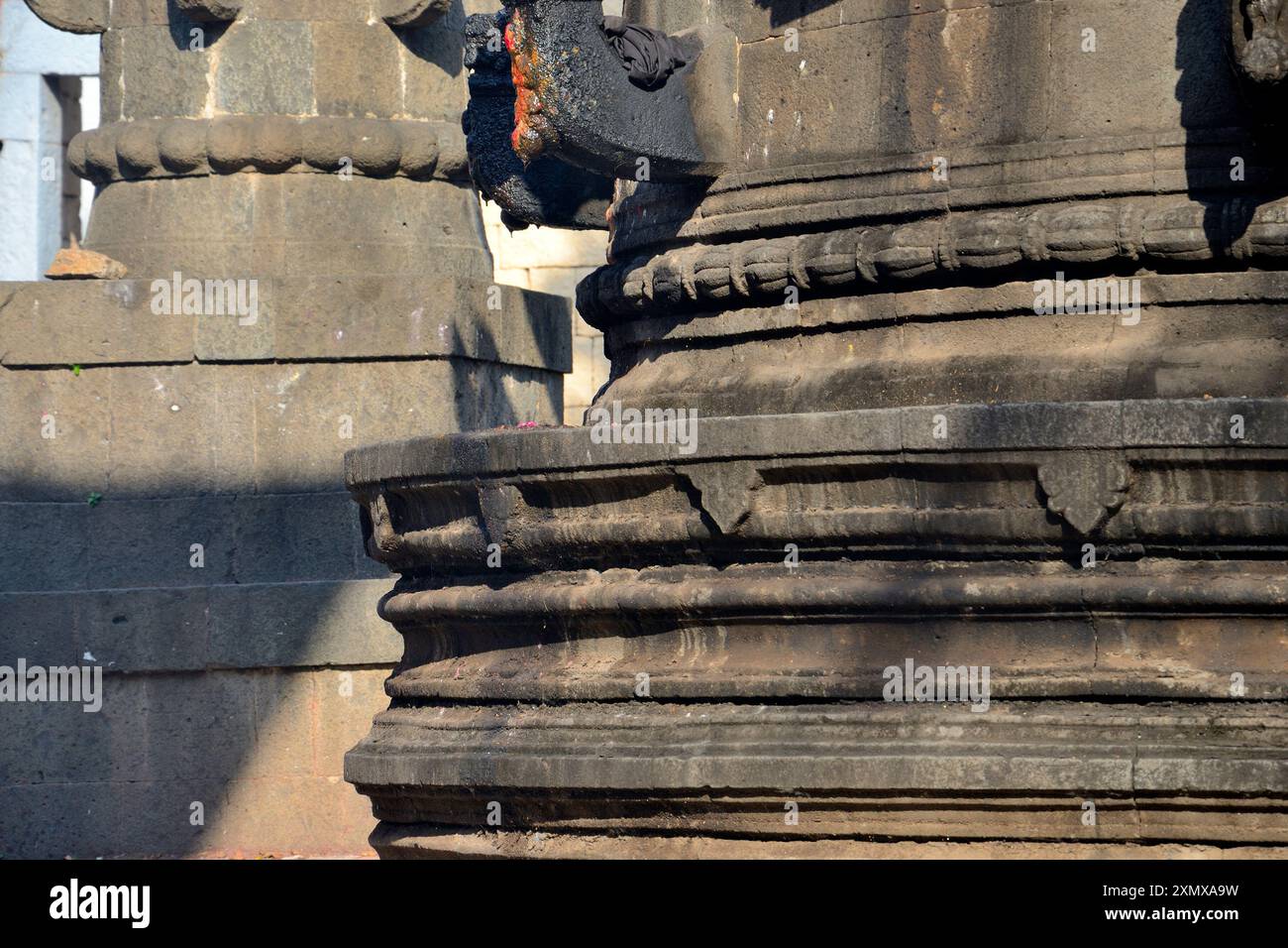 Beautifully carved deepmaal, Yamai Devi Mandir, Aundh, near Satara ...