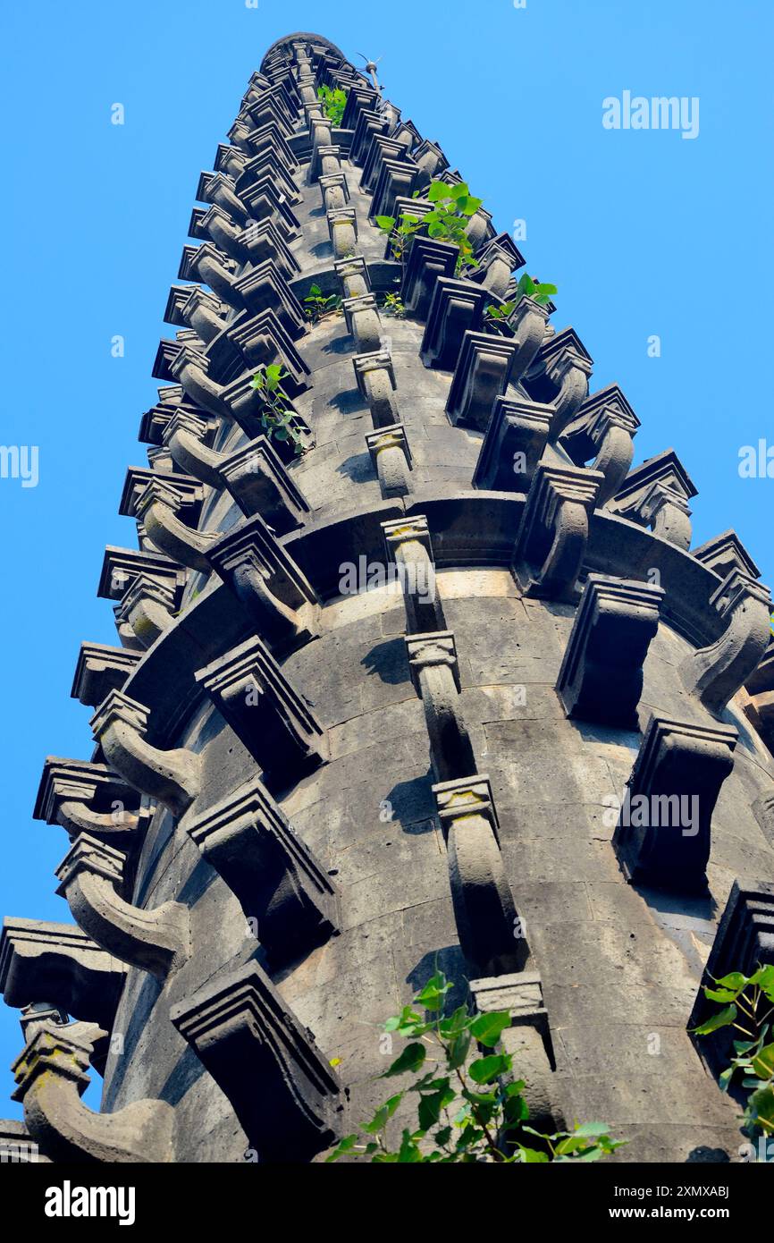 Beautifully carved deepmaal, Yamai Devi Mandir, Aundh, near Satara ...