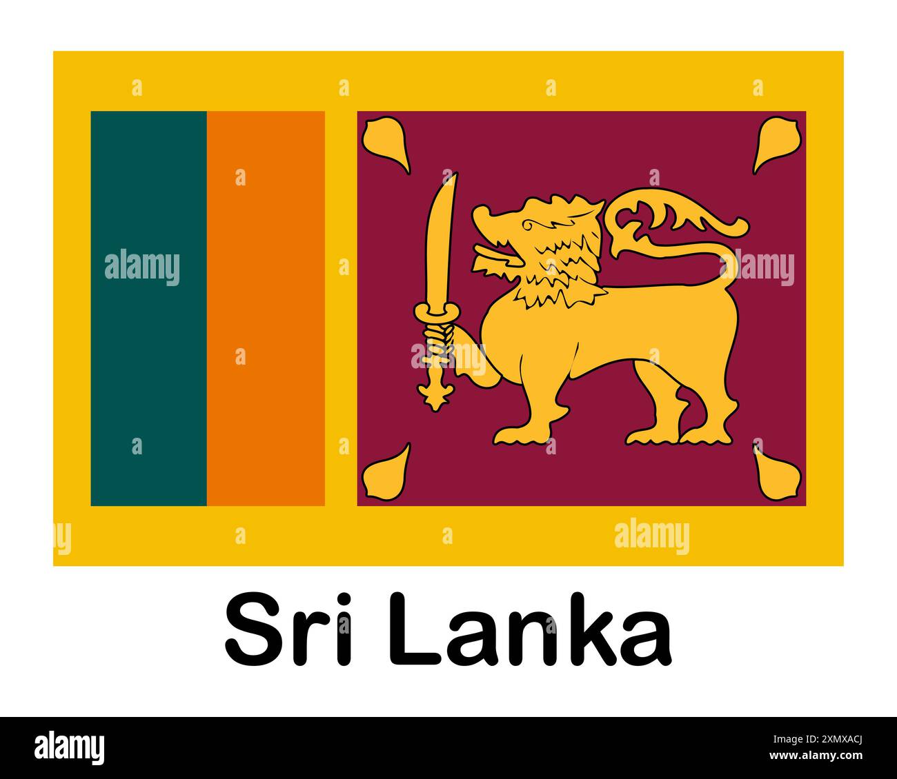 Sri Lanka national flag. Banner, state symbol flagpole Stock Vector ...