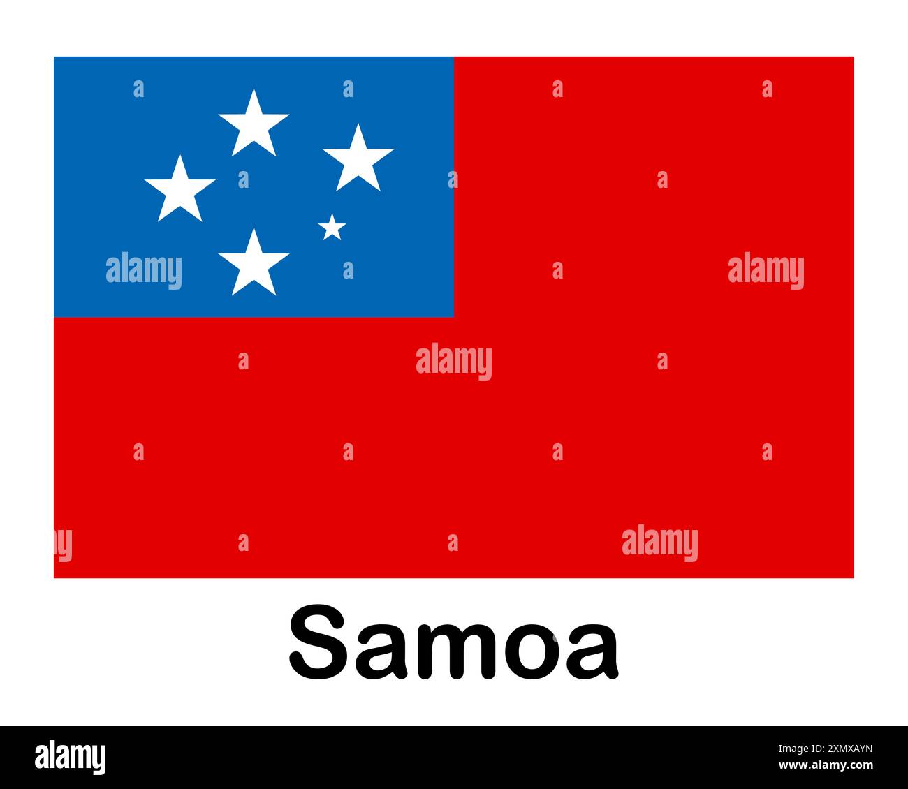 Samoa national flag. Banner, state symbol flagpole Stock Vector Image ...