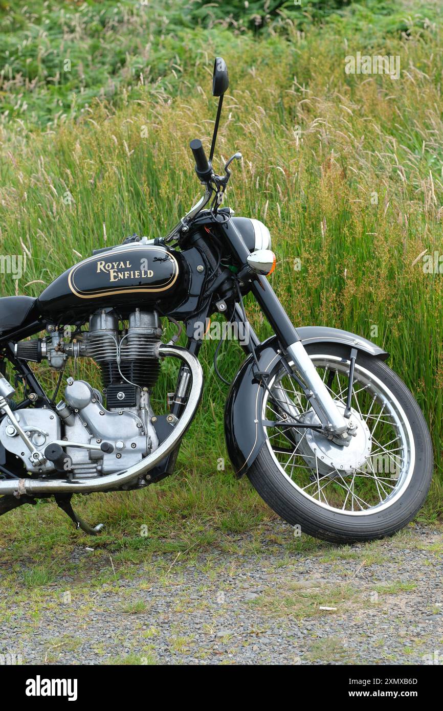 Royal Enfield Bullet 350 motorcycle built in India and seen herein the ...
