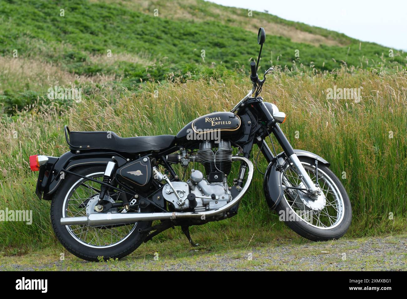 Royal Enfield Bullet 350 motorcycle built in India and seen herein the ...