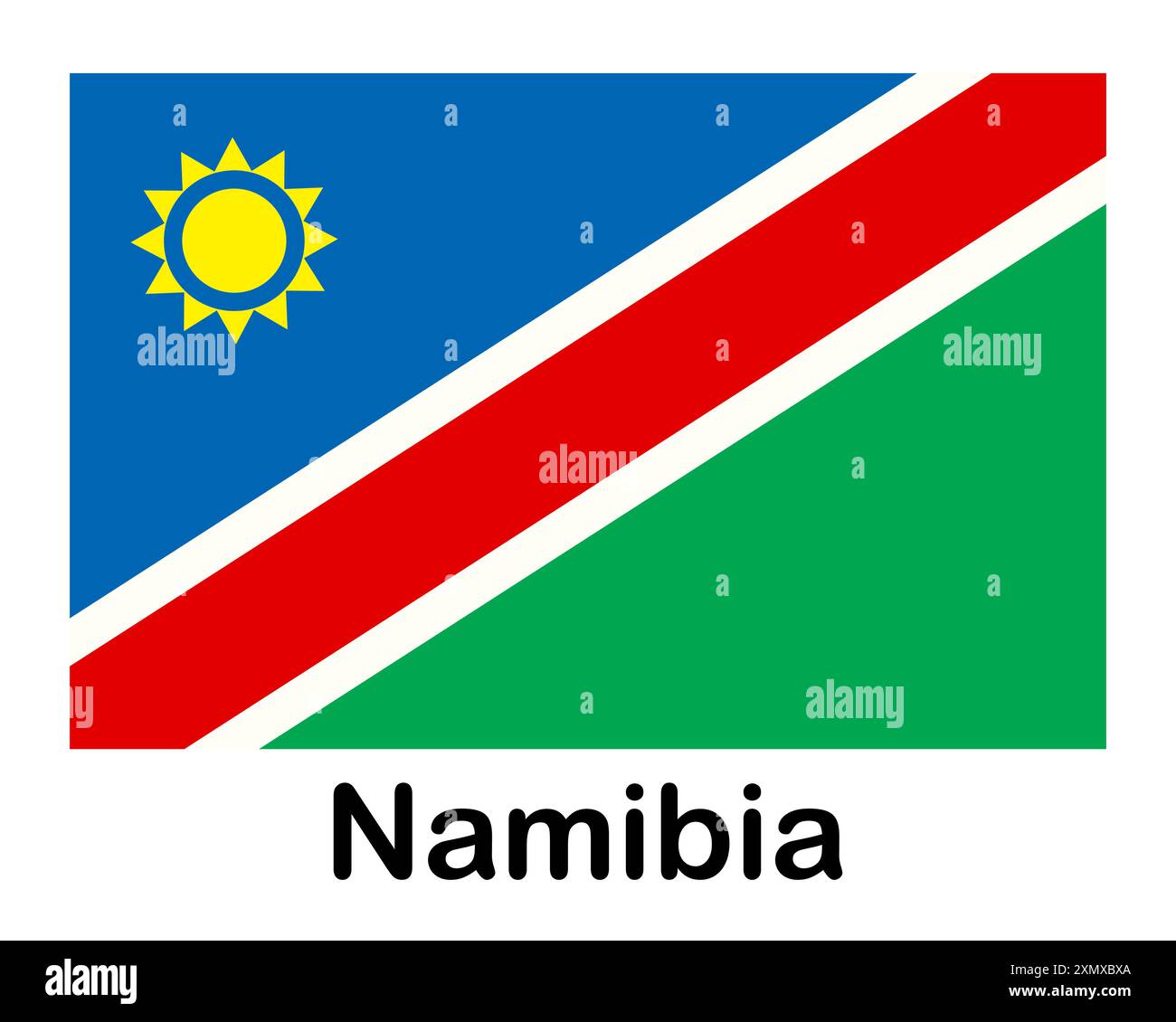 Namibia national flag. Banner, state symbol flagpole Stock Vector Image ...