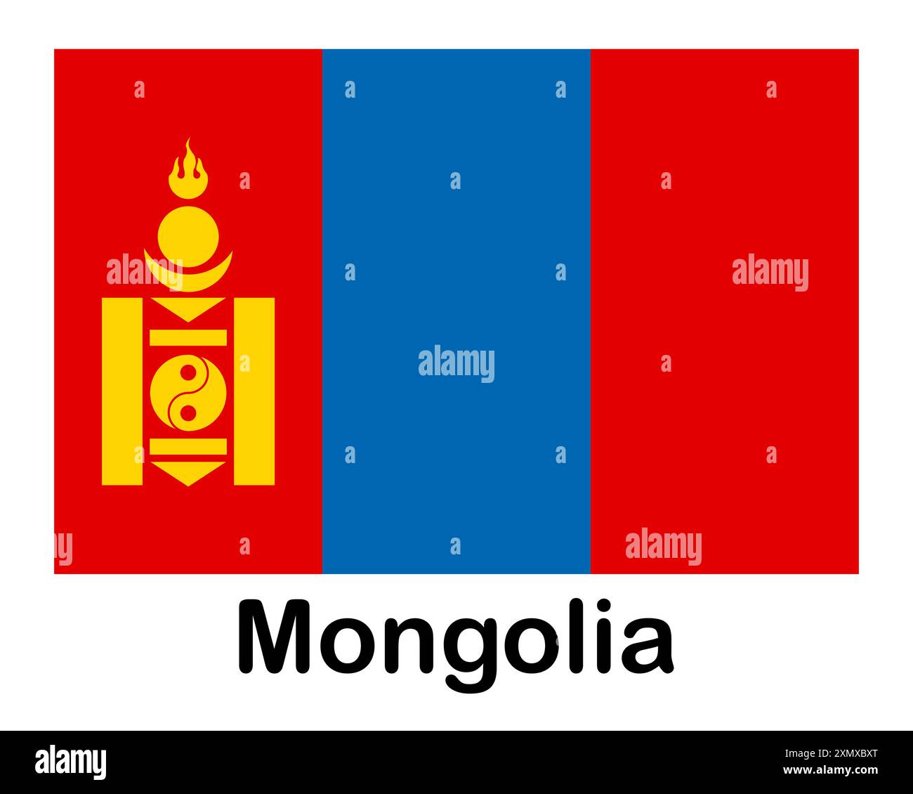 Mongolia national flag. Banner, state symbol flagpole Stock Vector ...