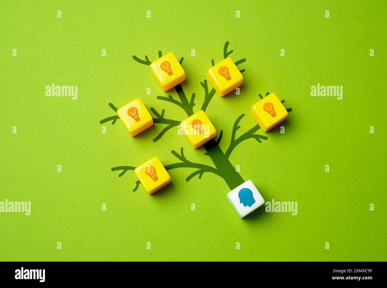 The tree of ideas grows from a persons head. Creativity and ingenuity ...