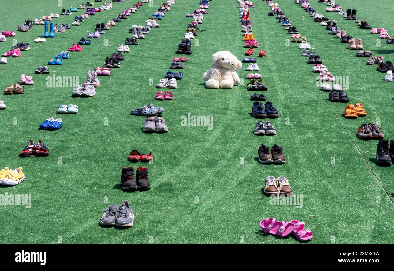 Istanbul, Turkey June 06 2024: Shoes exhibited at the cultural festival ...