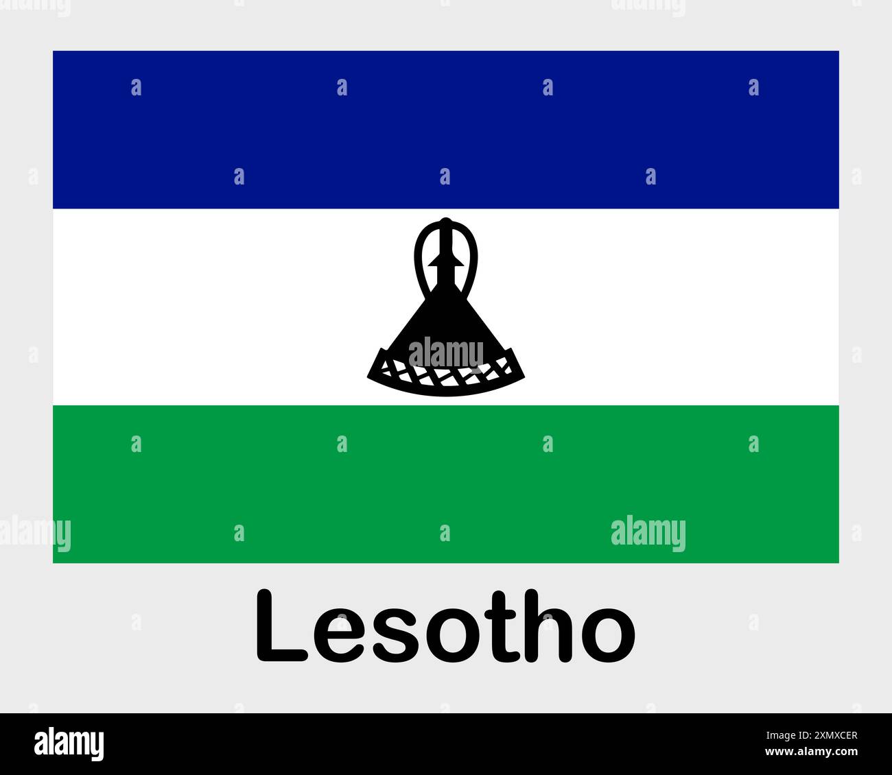 Lesotho national flag. Banner, state symbol flagpole Stock Vector Image ...
