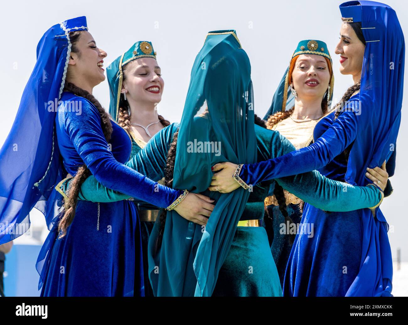 Istanbul, Turkey June 06 2024: Crimea Tatarstan folk dance group ...
