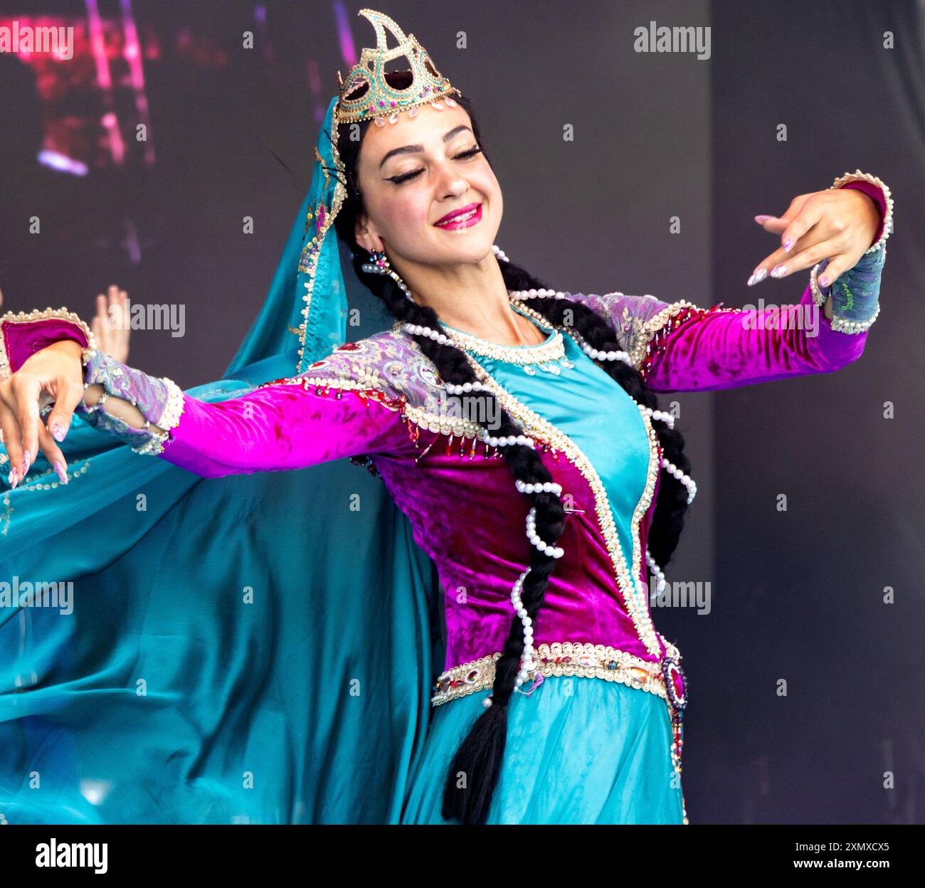 Istanbul, Turkey June 06 2024: Azerbaijan folk dance group dancing in ...