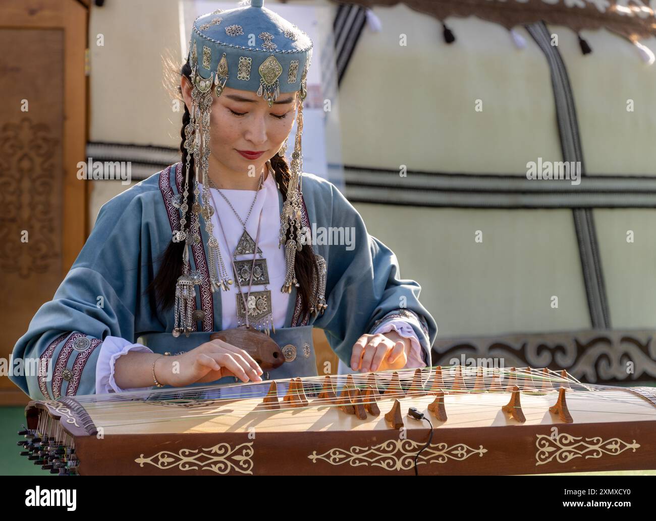 Istanbul, Turkey June 06 2024: A young girl from Kazakhstan plays the ...