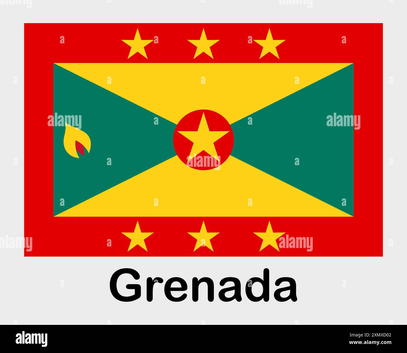 Grenada national flag. Banner, state symbol flagpole Stock Vector Image ...