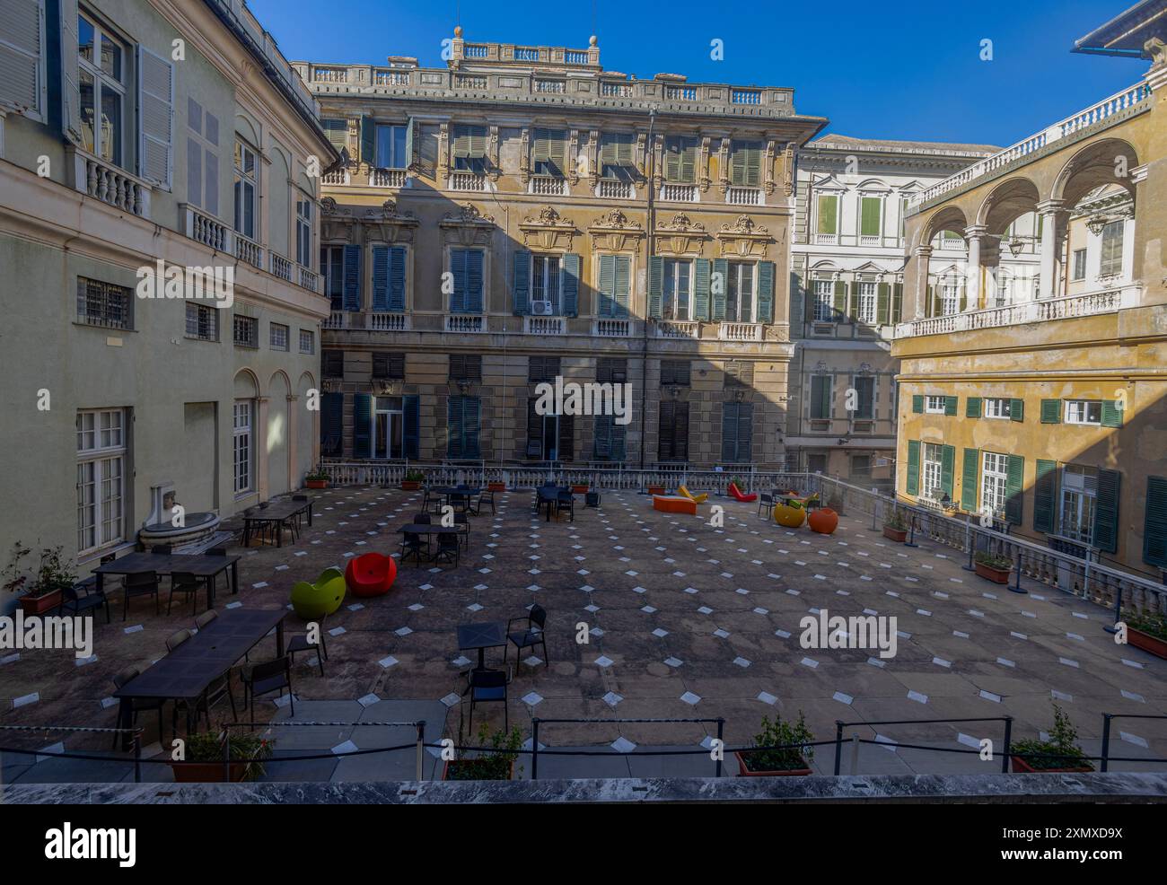 View of the Rolli Palaces in the historic center of Genoa, Italy Stock ...