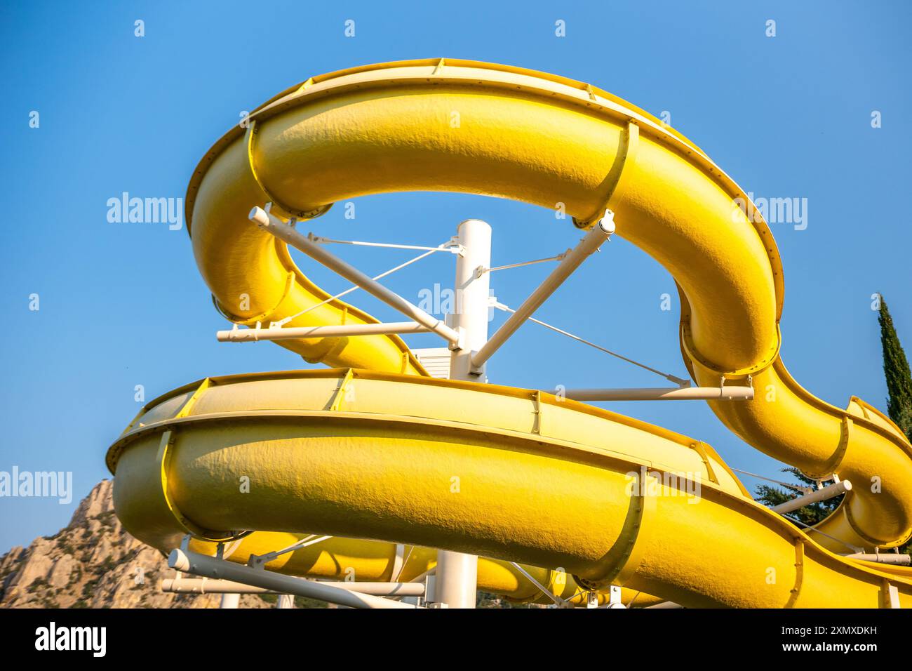 Water Slide, Amusement Park, Summer Fun - Yellow water slide at an ...