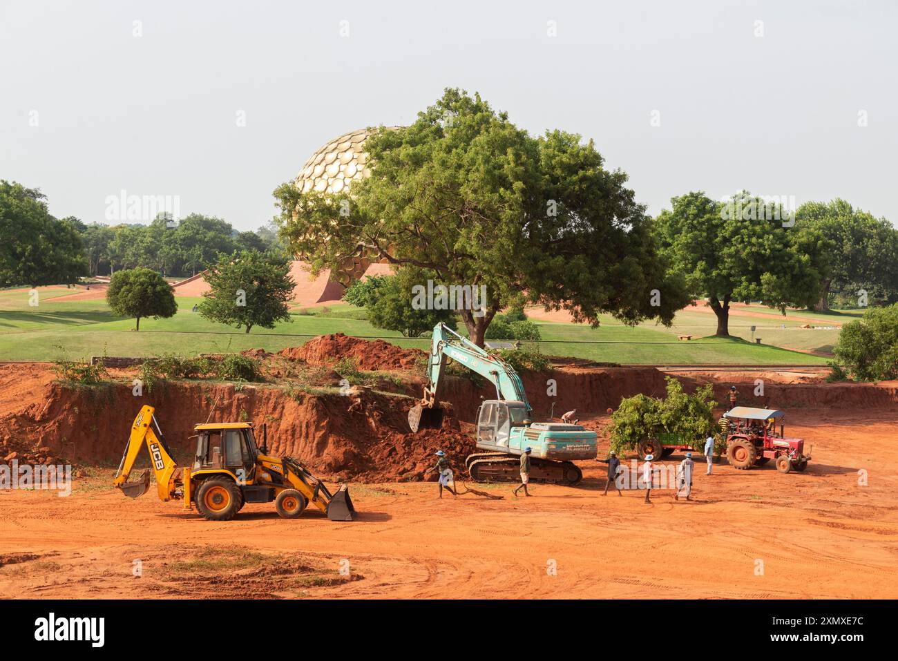 Auroville, India - August 2023 - Excavation work to build an artificial ...