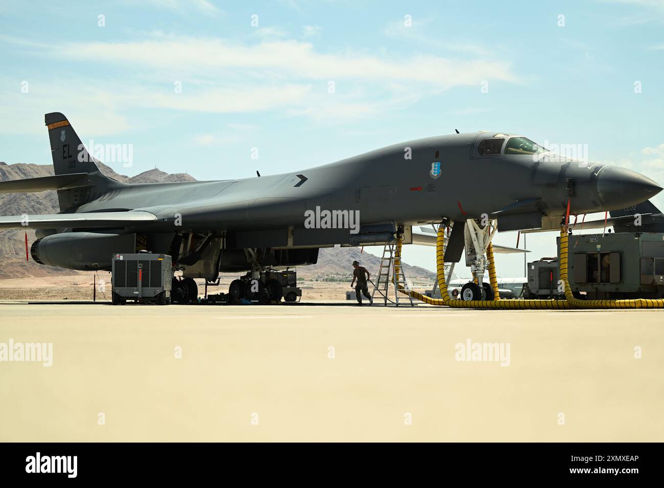 A U.S. Air Force B-1B Lancer assigned to the 37th Bomb Squadron ...