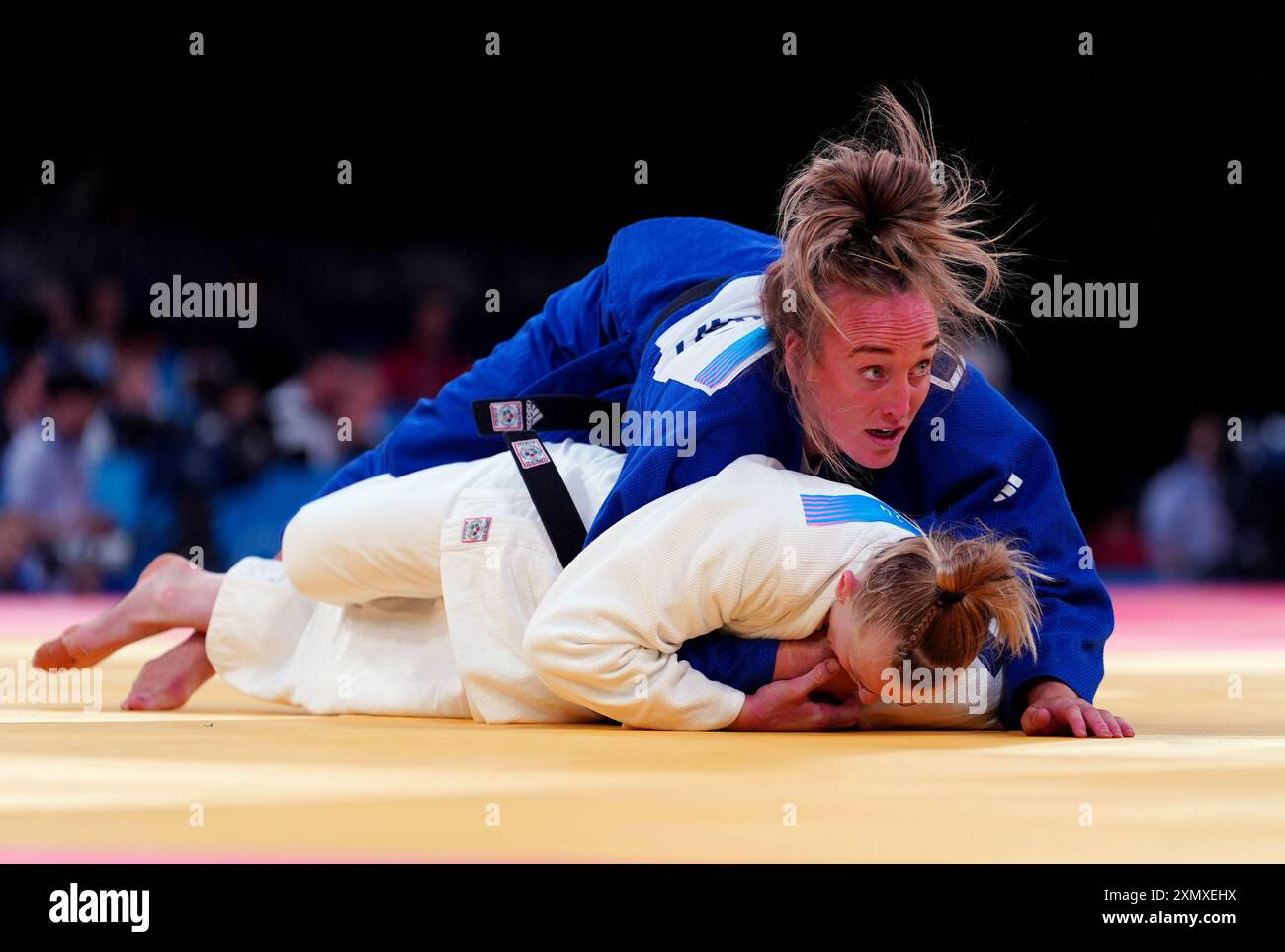 Great Britain's Lucy Renshall (blue) and Australia's Katharina Haecker ...