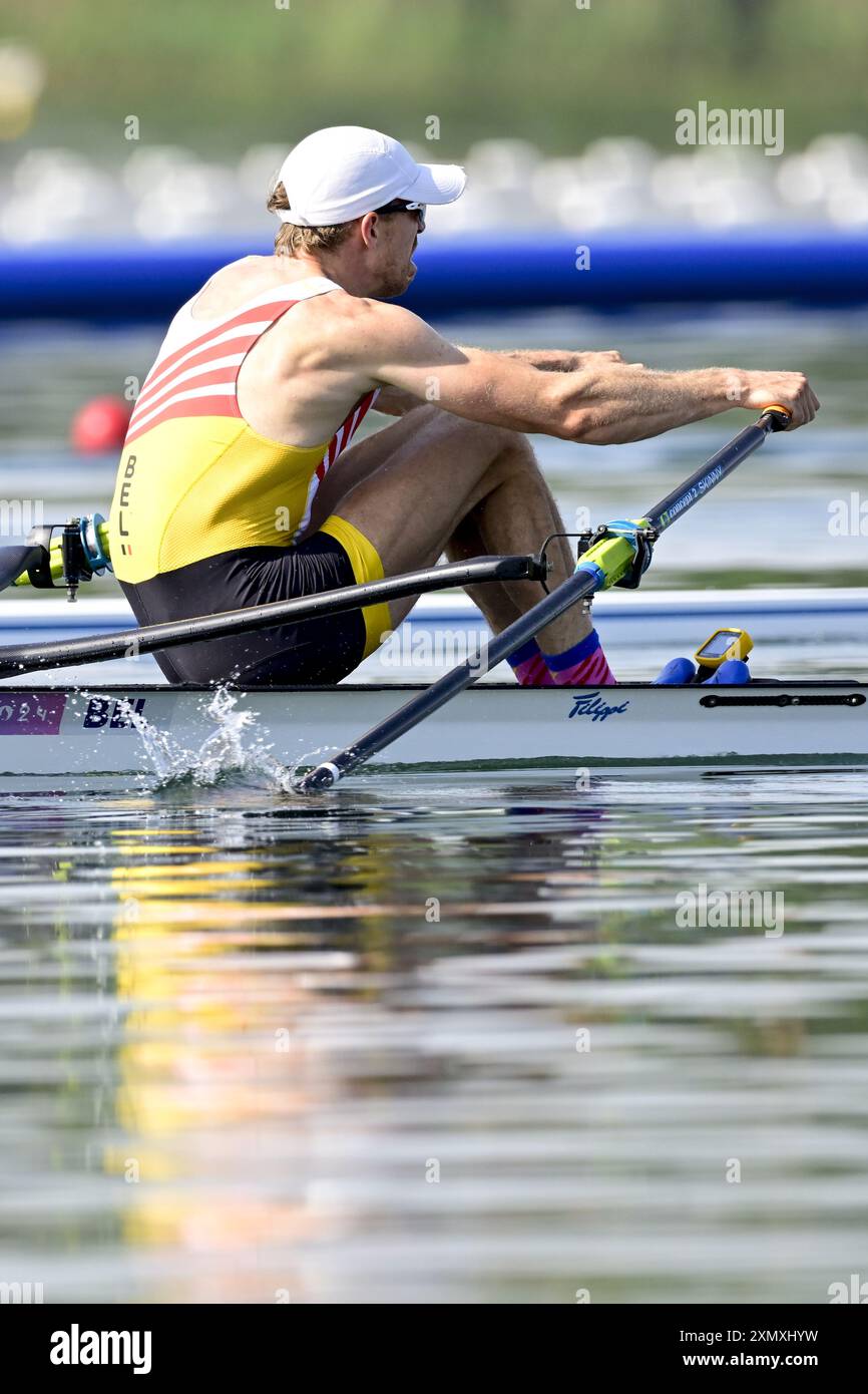 Paris, France. 30th July, 2024. Belgian rower Tim Brys pictured in ...