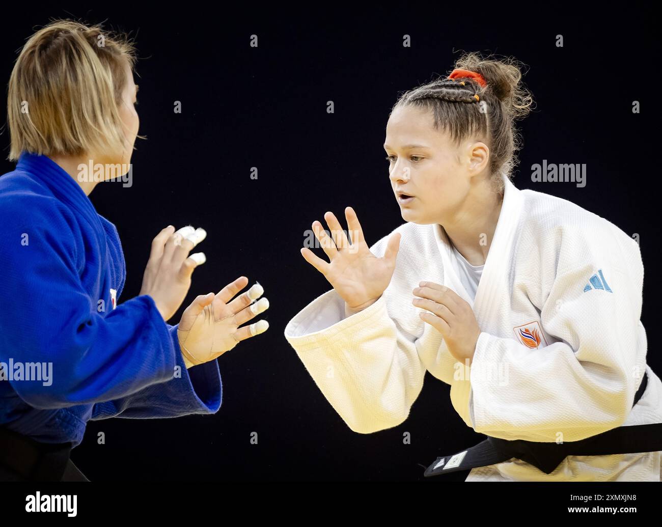 PARIS - Judoka Joanne van Lieshout in action against Jisu Kim of Korea ...