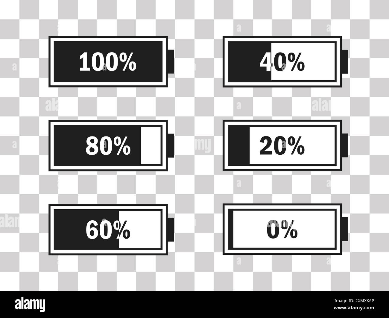 Level battery energy icon set. Powerfully full and power low up status ...