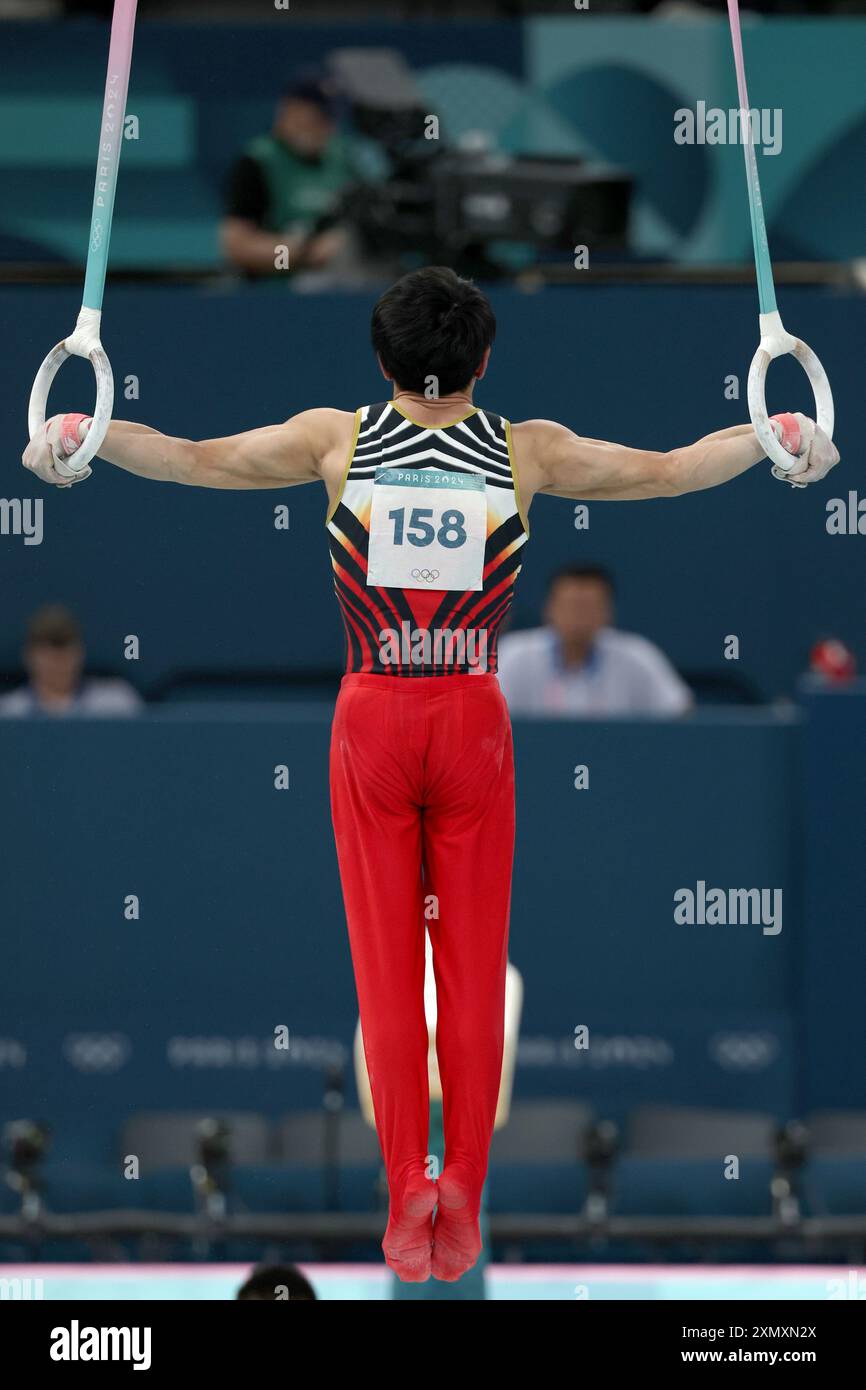 Paris, France. 29th July, 2024. Wataru Tanigawa (JPN) Gymnastics - Artistic : Men's Team Final ...