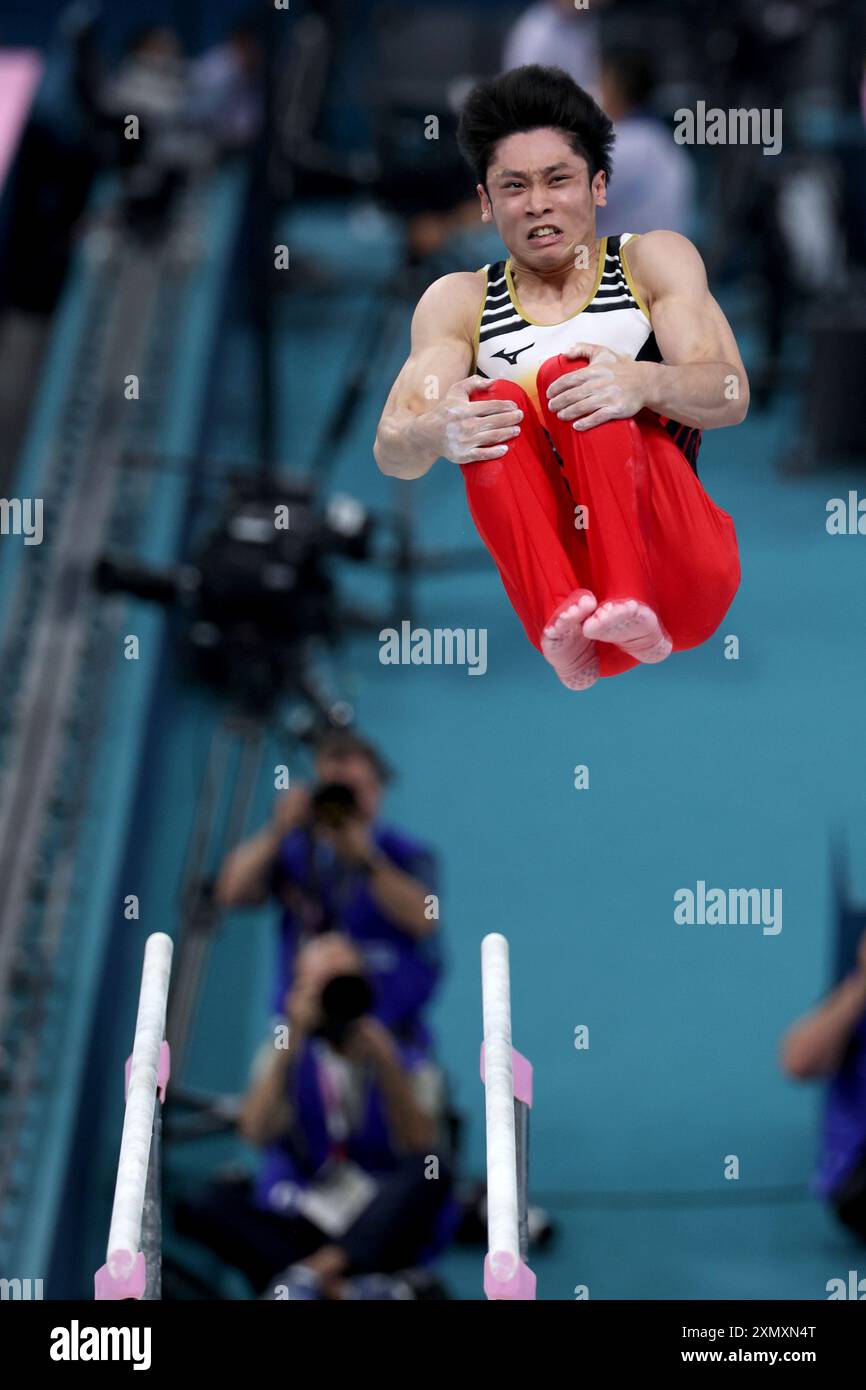 Paris, France. 29th July, 2024. Wataru Tanigawa (JPN) Gymnastics - Artistic : Men's Team Final ...