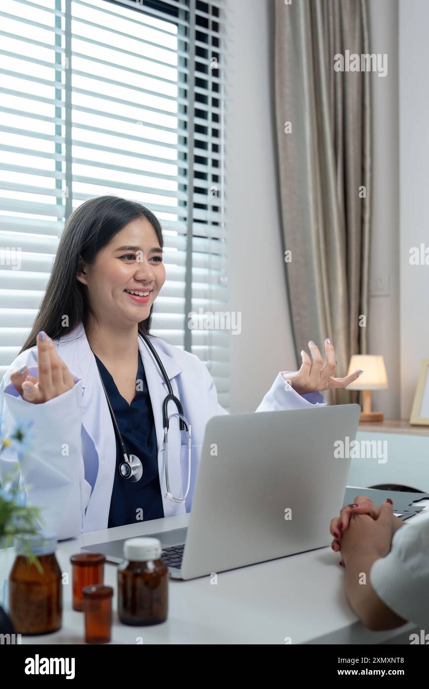 Friendly Female Doctor Consulting with Patient in Modern Medical Office ...