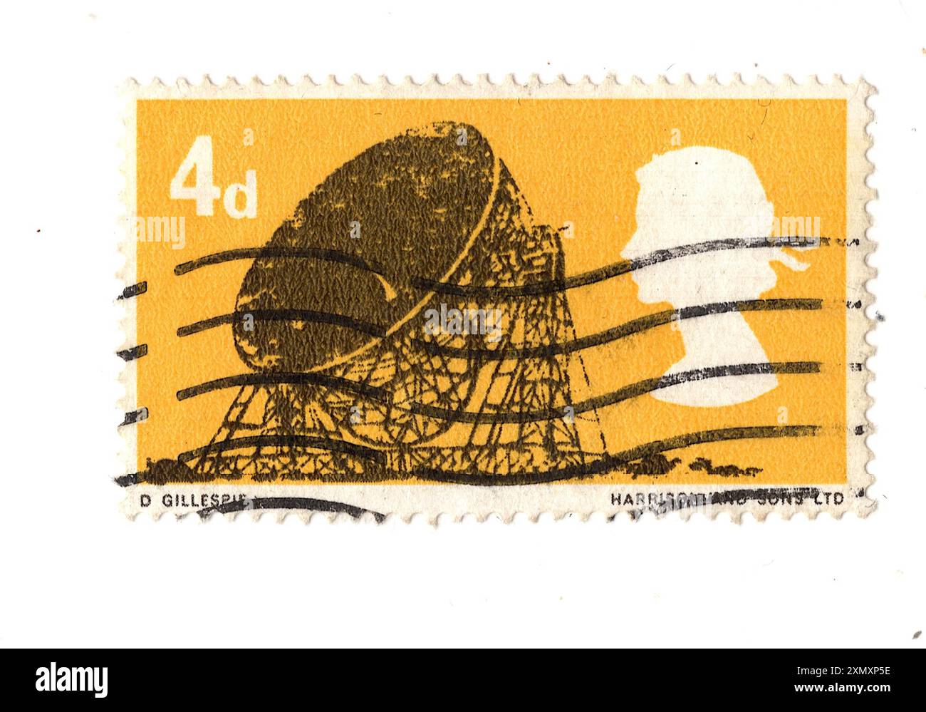 A vintage Queen Elizabeth II postage stamp featuring Jodrell Bank Radio ...