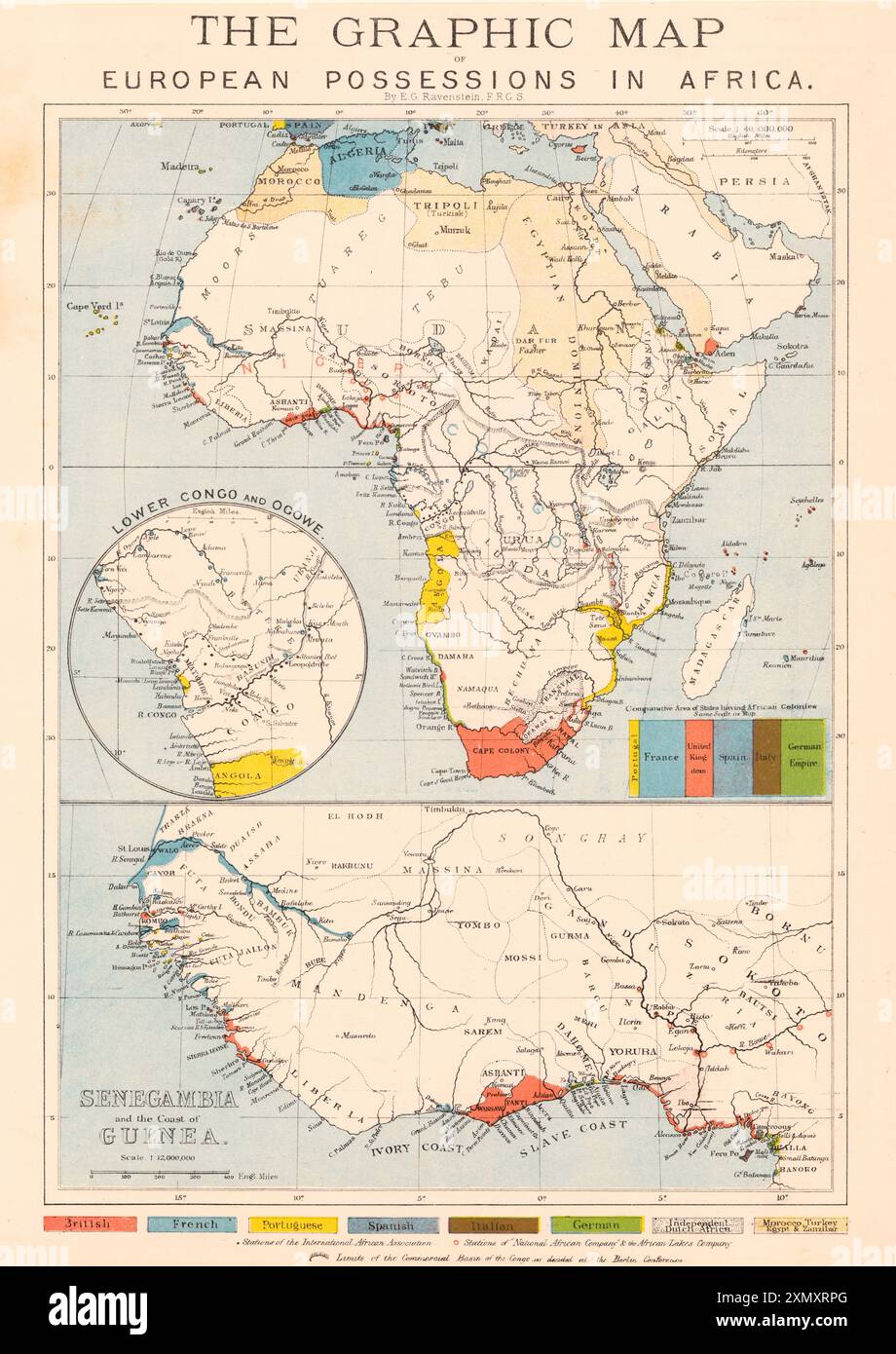 1884 map - The graphic map of European possessions in Africa by E.G ...