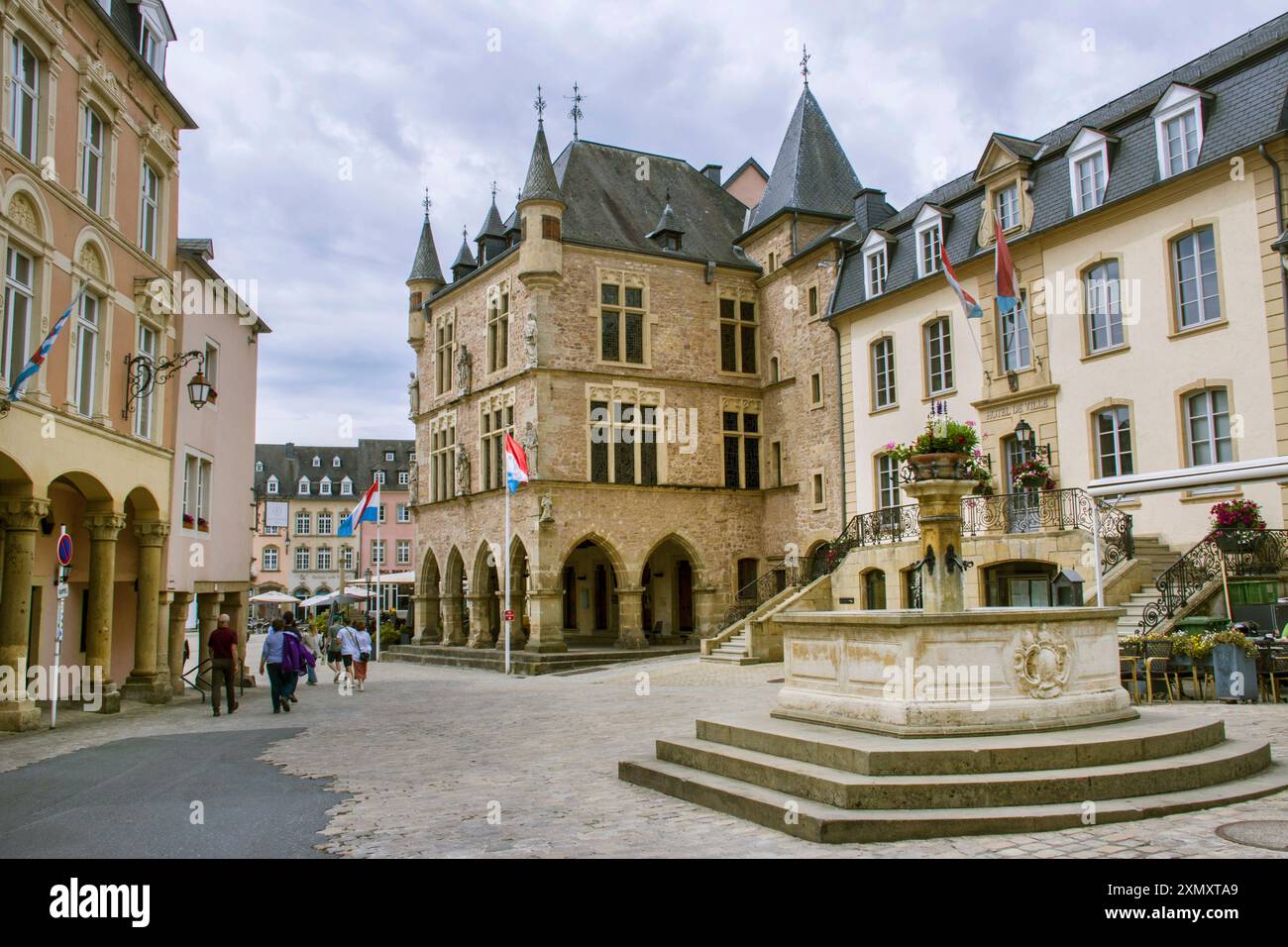 town hall and court building Denzelt, Luxembourg, Echternach Stock ...