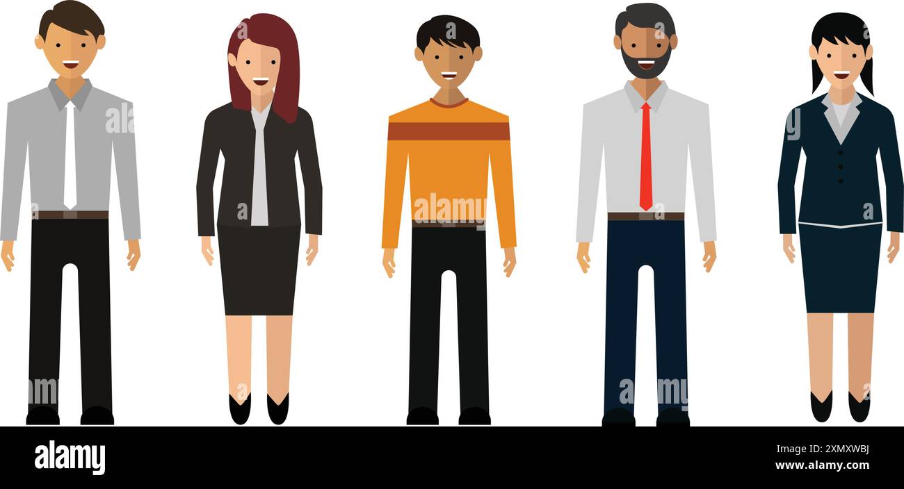 Vector illustration silhouette of office staff cartoon character, group ...