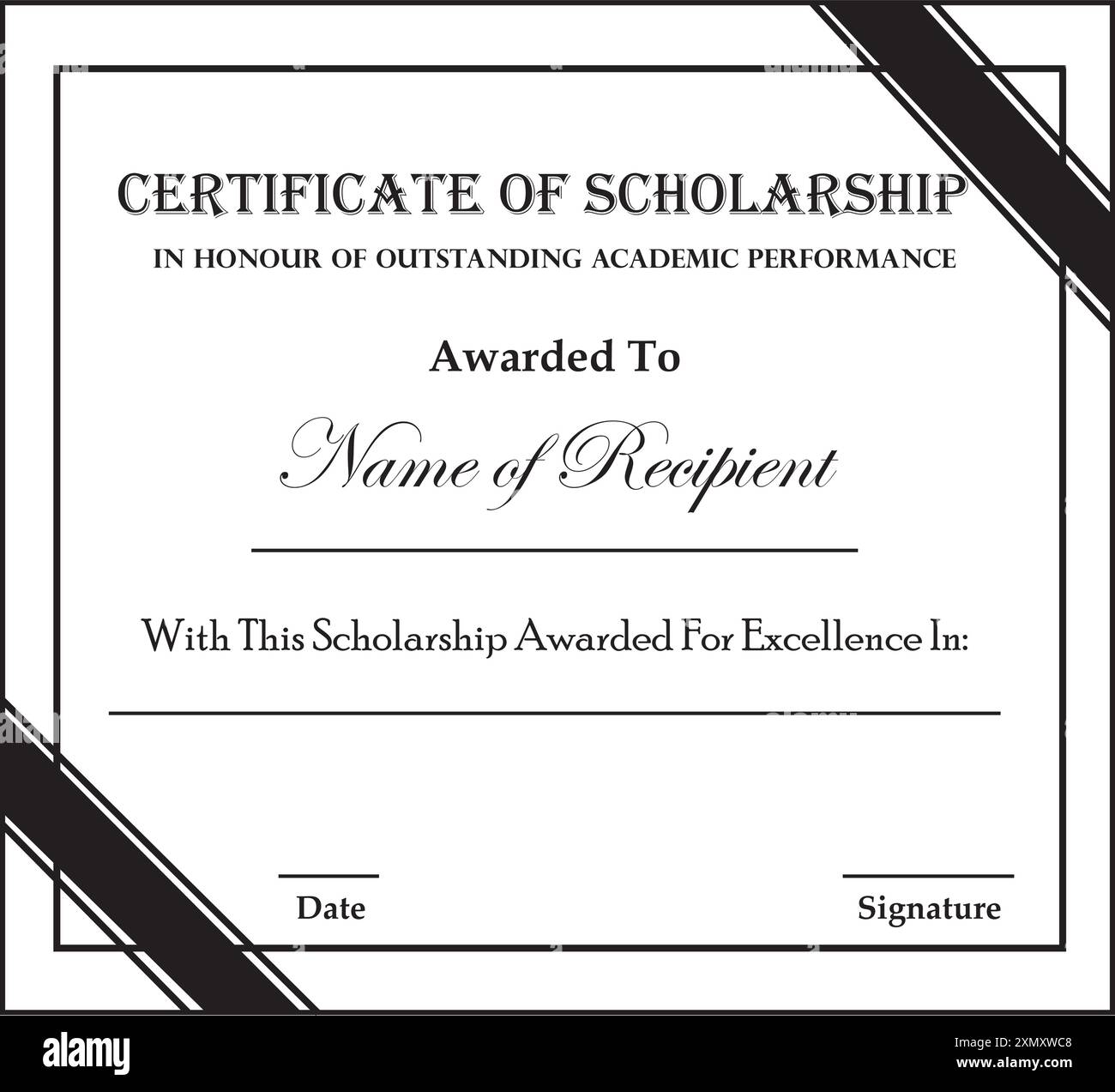 Vector illustration of printable certificate of merit template Stock ...