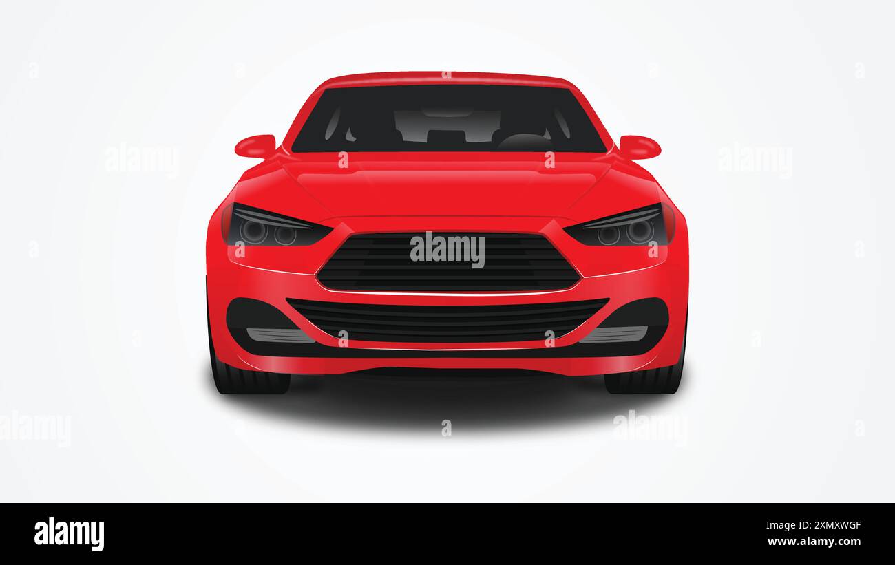 Vector illustration of image of red car in a front view Stock Vector ...