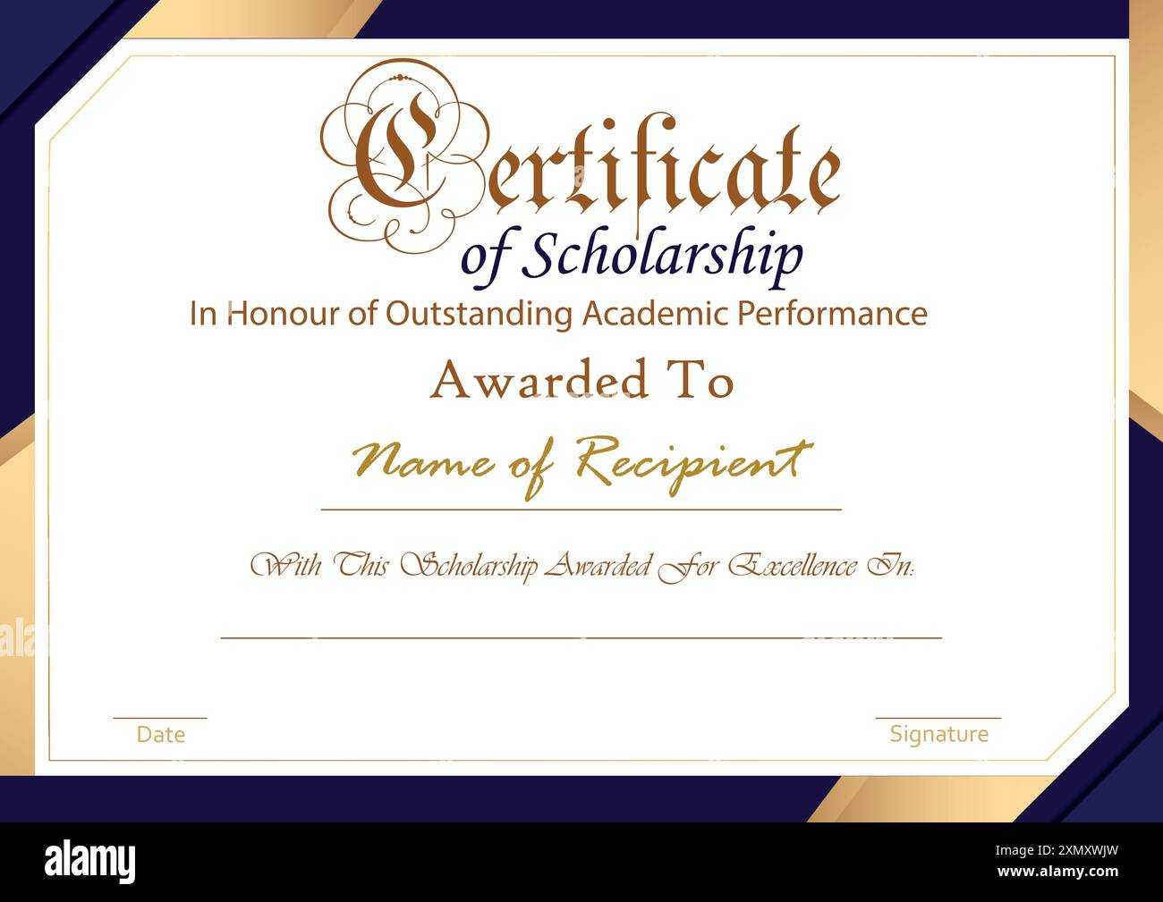 Vector illustration of certificate of scholarship or diploma template ...