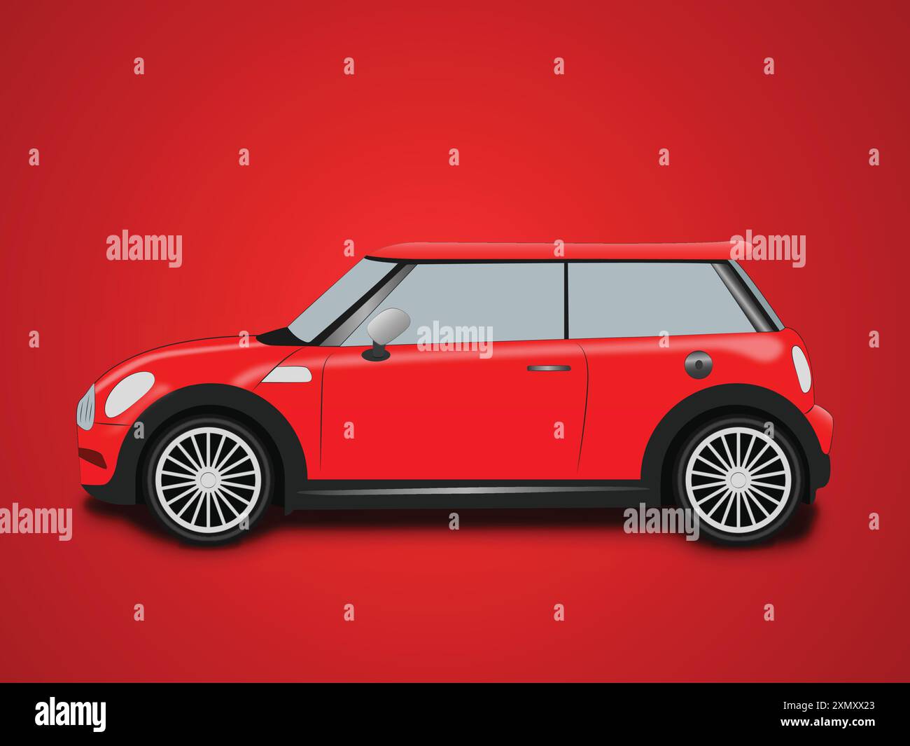 Vector illustration of side view of realistic red car Stock Vector ...