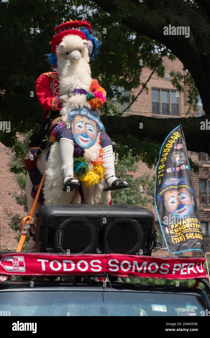 The top portion of a decorated Jeep that will ride in the Peruvian Day ...