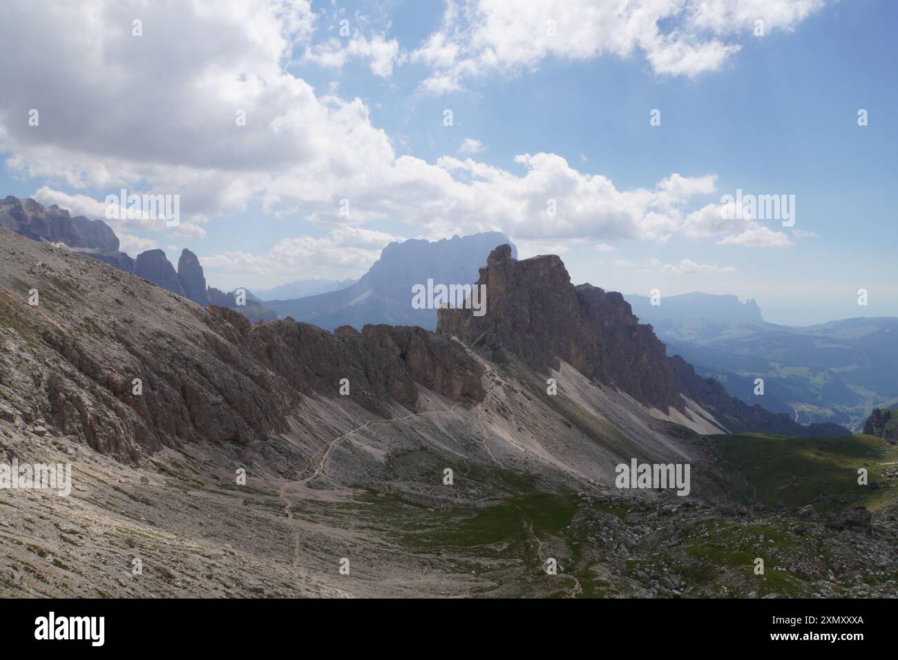 Panoramic view in the Italian Dolomites with Cir Peaks and Val Chedul ...