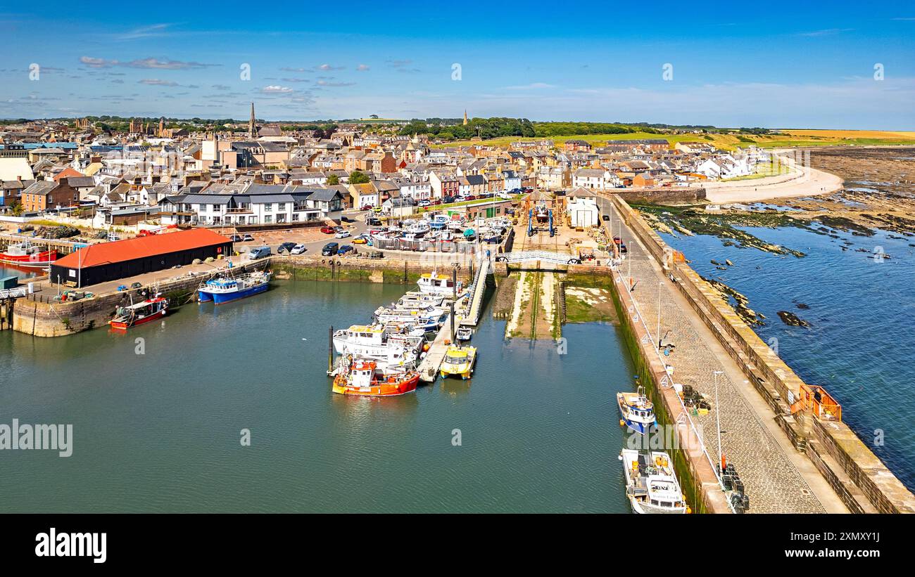 Arbroath Angus Scotland the tidal harbour area in summer East Pier and ...