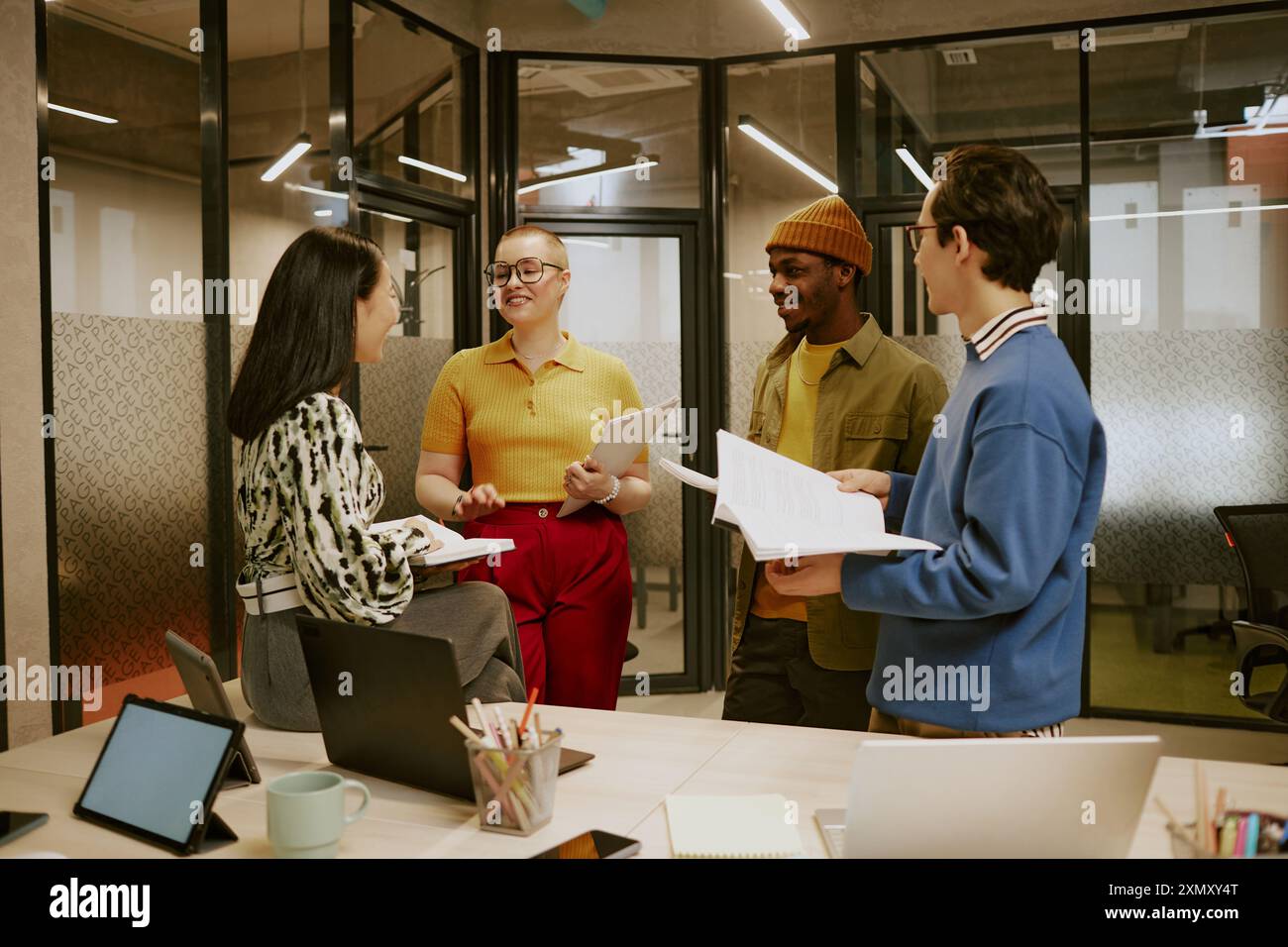 Group four ethnically diverse young hi-res stock photography and images ...