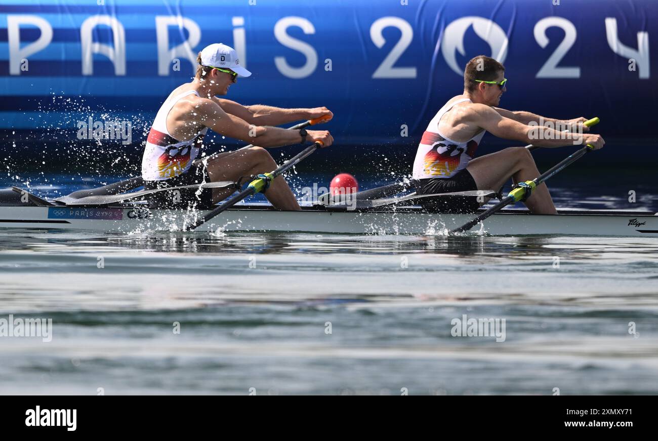 Paris, France. 30th July, 2024. Olympics, Paris 2024, rowing, double ...