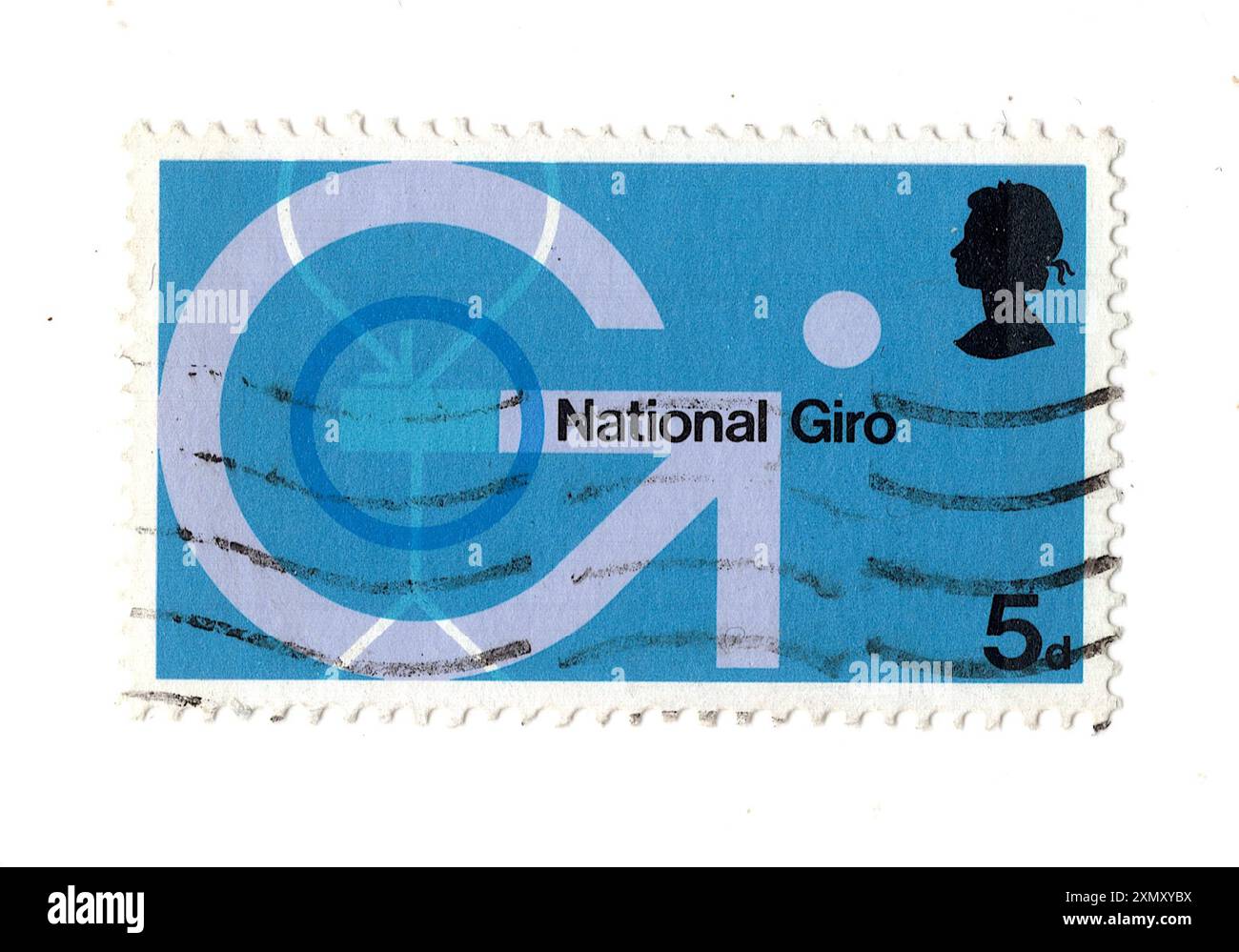 A vintage Queen Elizabeth II postage stamp featuring National Giro on a ...