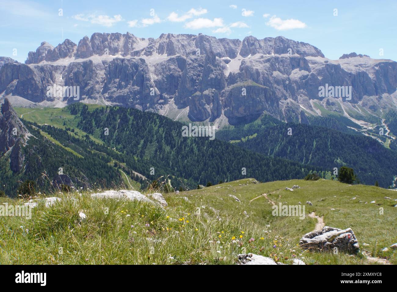 Panoramic view to the Sella Massif in the Dolomites Stock Photo - Alamy